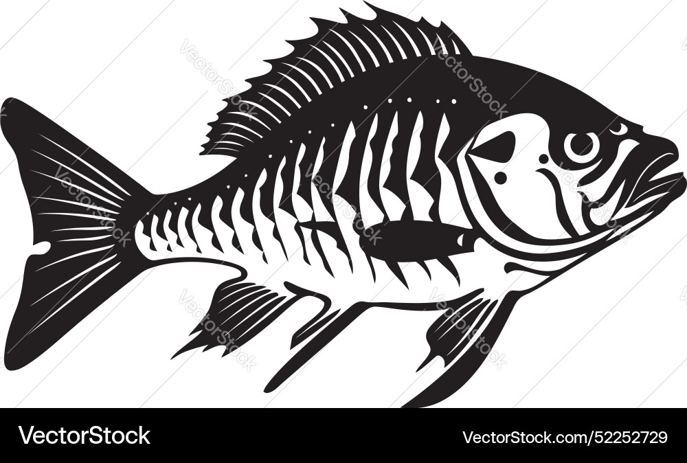Abyssal aura predator fish skeleton logo in black Vector Image
