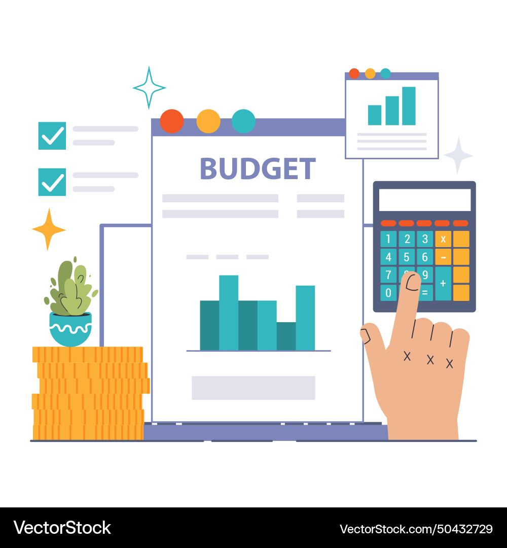 Budgeting concept flat Royalty Free Vector Image