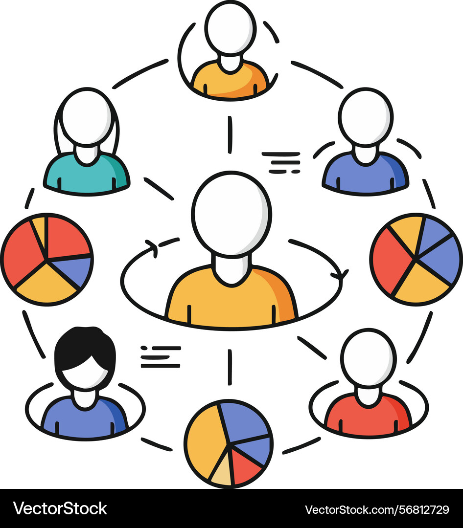 Business teamwork and collaboration with pie Vector Image