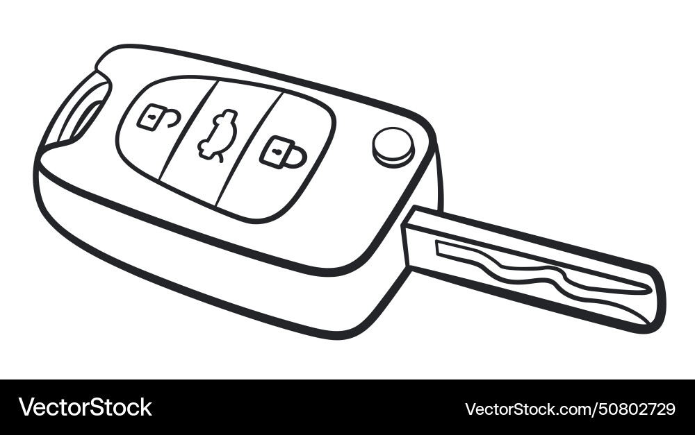 Car key black contour drawing Royalty Free Vector Image