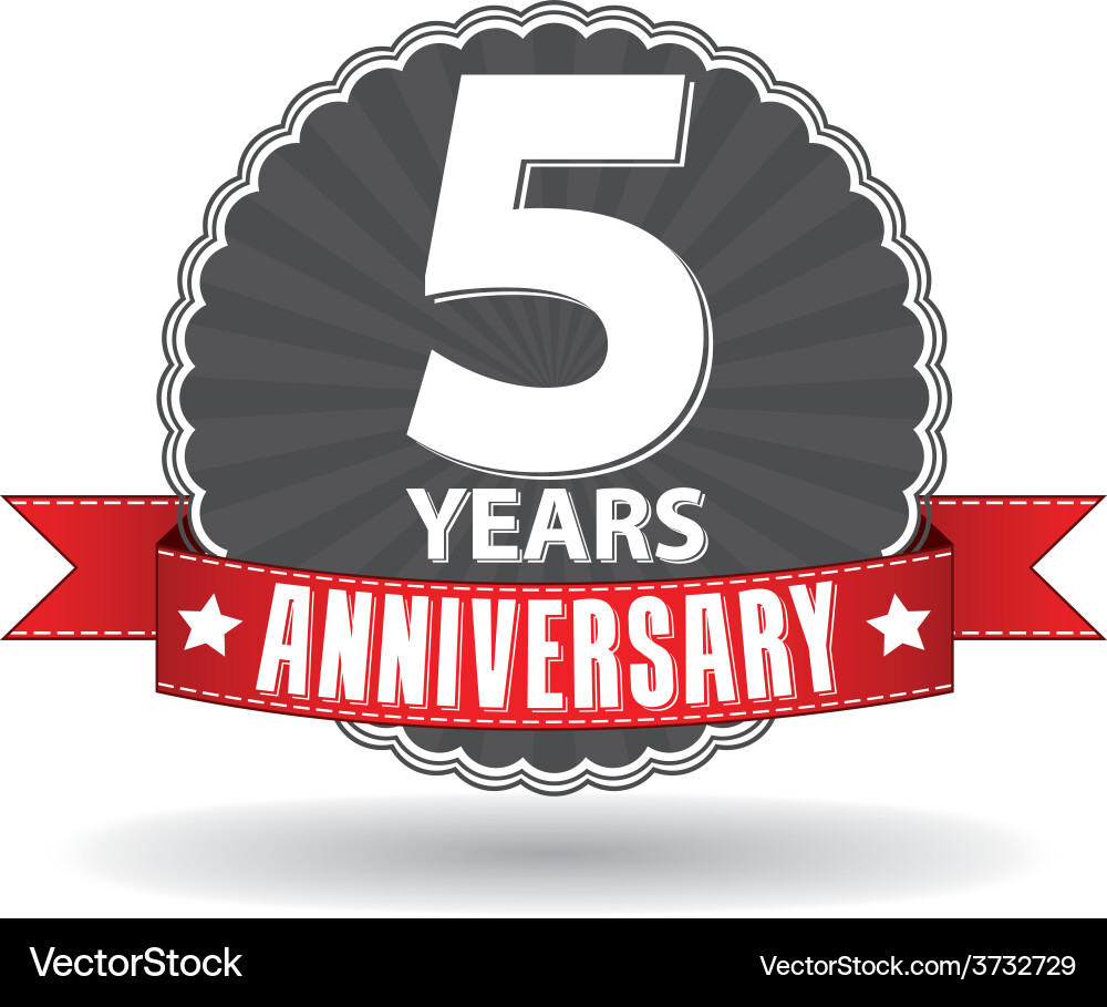 Celebrating 5 years anniversary retro label Vector Image