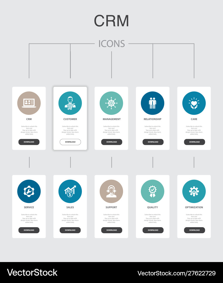 Crm infographic 10 steps ui design customer Vector Image