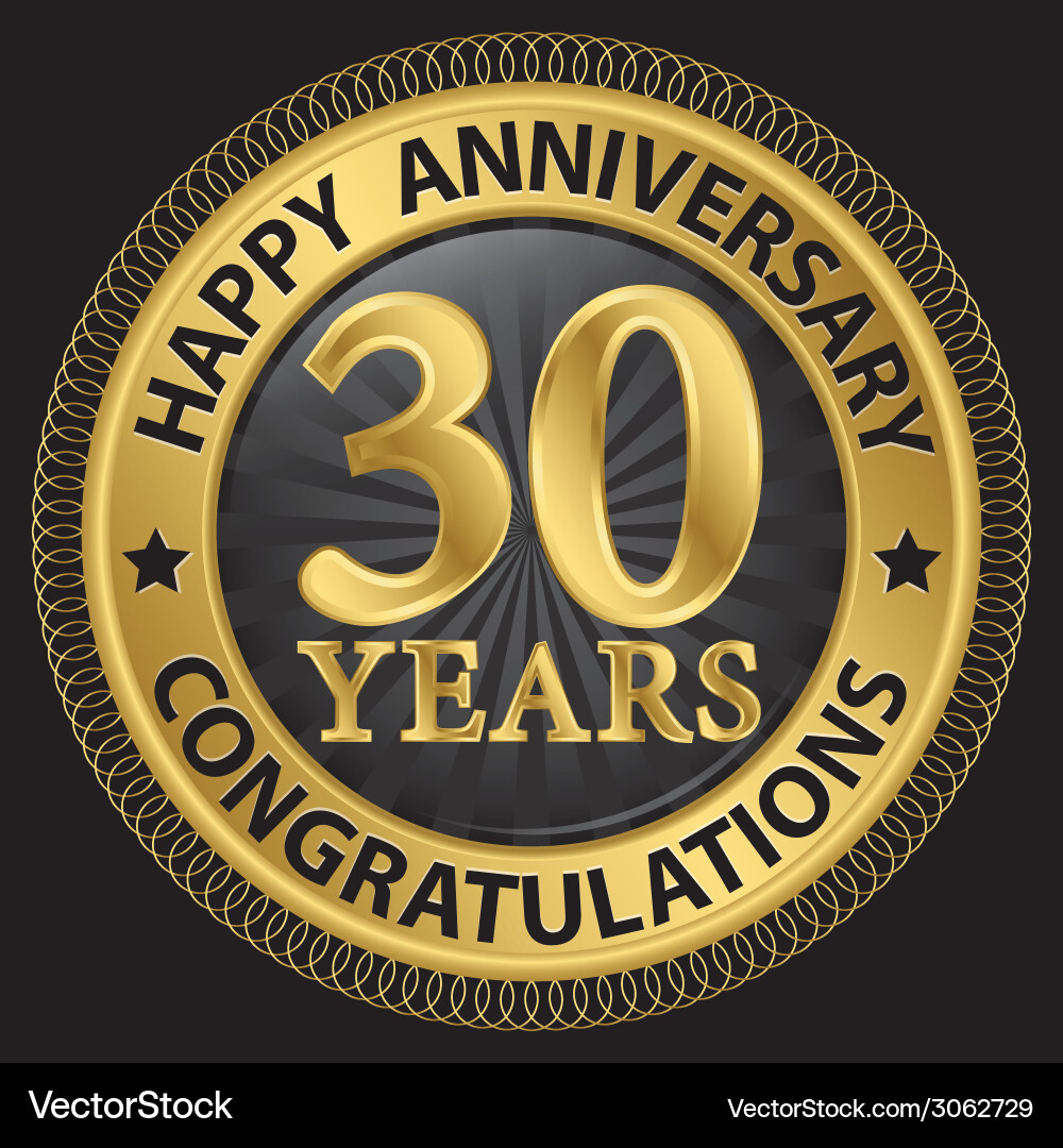 Gold Anniversary Celebration - 30 Years Royalty Free Vector