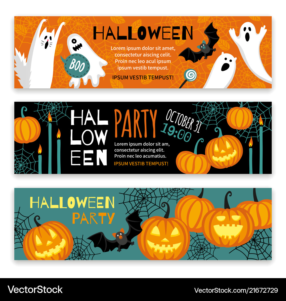 Halloween Banner Templates - Cute Spooky Vector Image