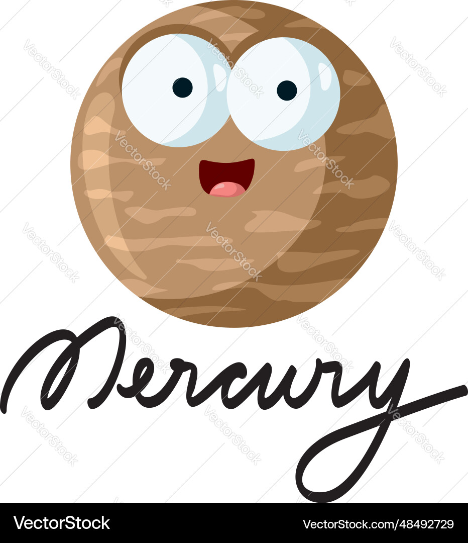 Happy mercury planet cartoon design Royalty Free Vector
