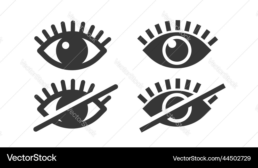 Invisible visible eye icon shape or open closed Vector Image