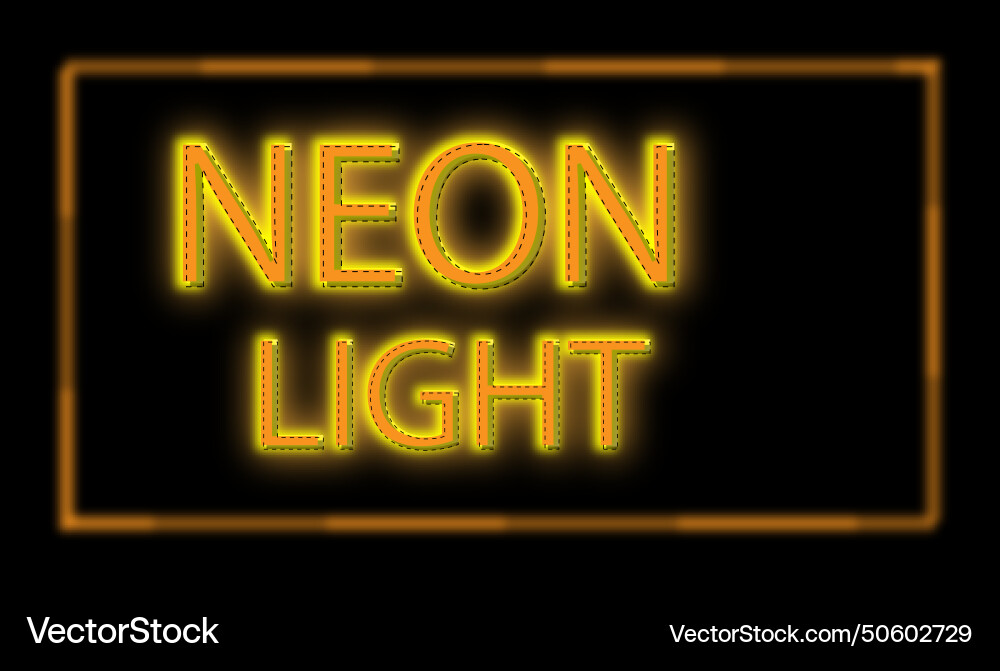 Neon light editable text effect 3d emboss Vector Image
