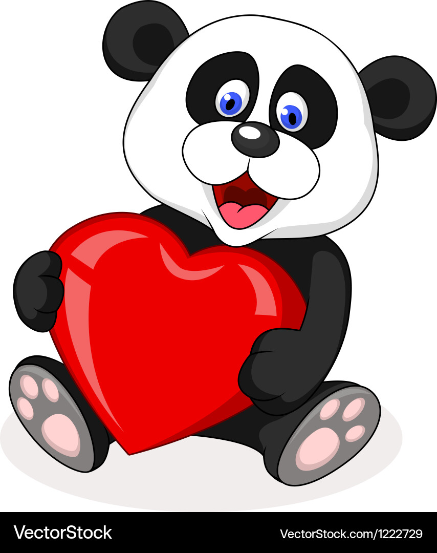 Panda with red heart Royalty Free Vector Image