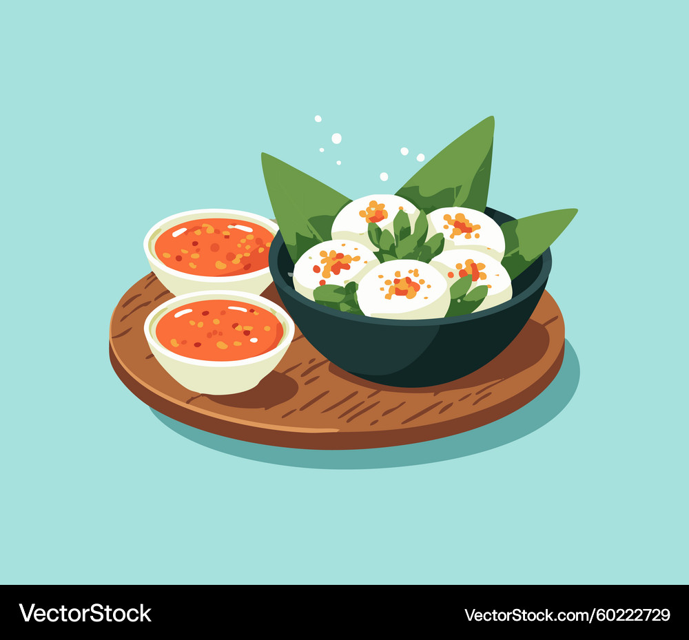 Pempek Palembang with Cuko Sauce – Royalty-Free Vector | VectorStock