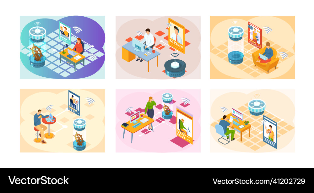 Remote working and networks professional business Vector Image
