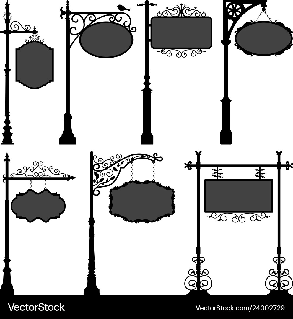 Signage sign pole frame street a set Royalty Free Vector