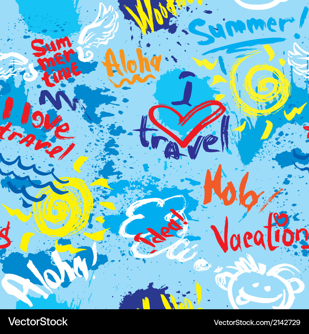 Splatter Vacation Text Pattern Royalty Free Vector Image
