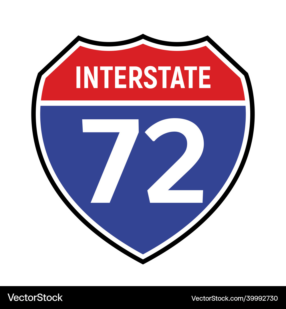 72 Route Sign Icon - Highway Symbol Royalty Free Vector