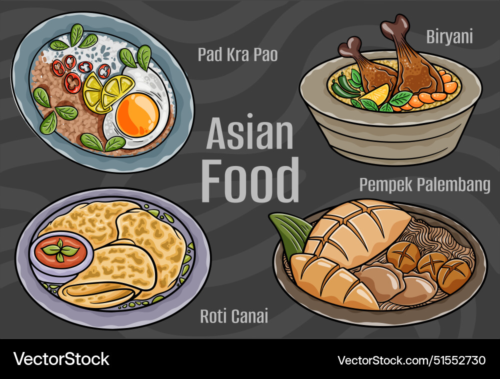Asian food hand-drawn Royalty Free Vector Image