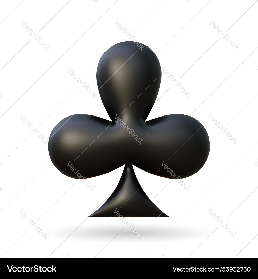 Club suit playing card 3d Royalty Free Vector Image