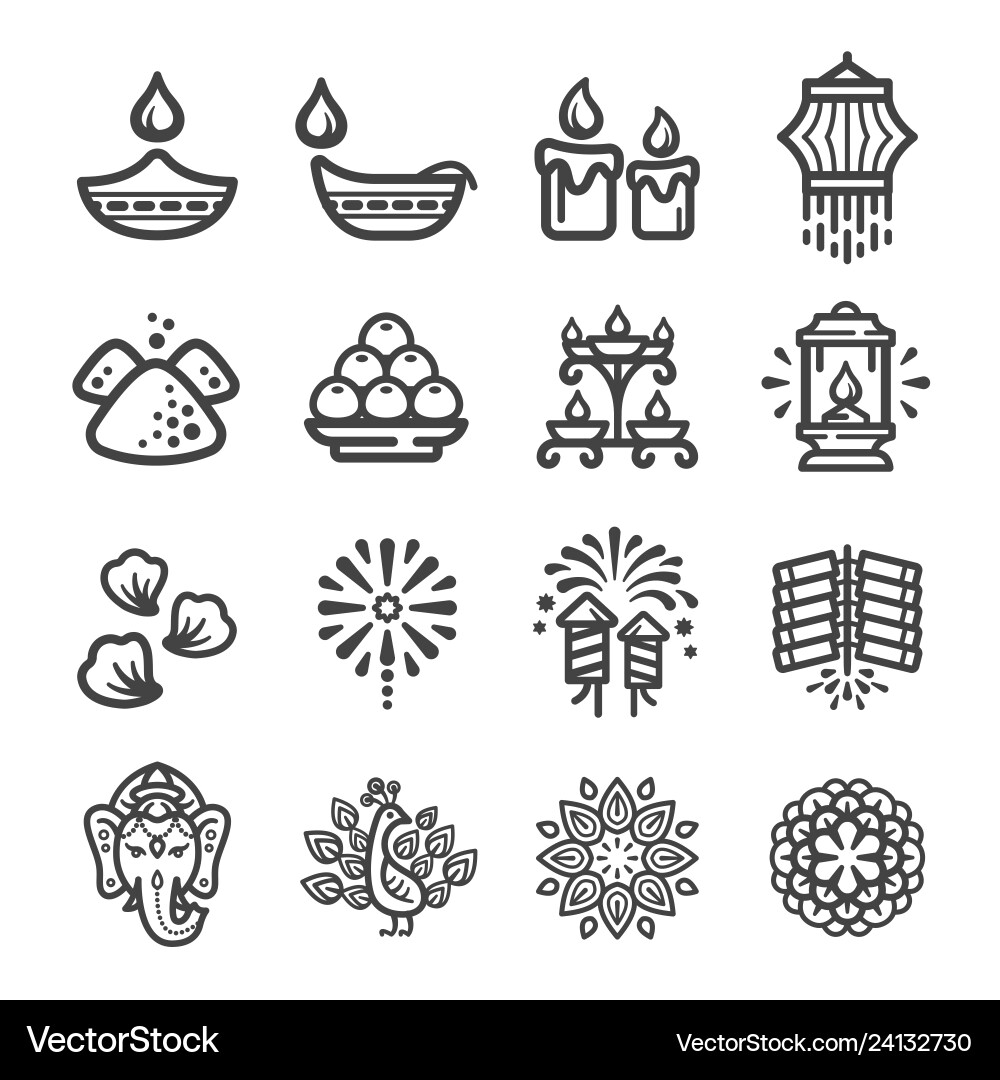 Diwali Outline Diya Vector Images (over 200)