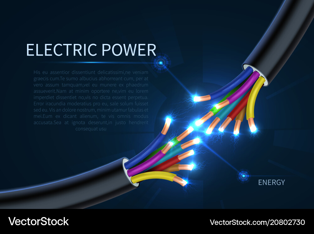 Electric power cables energy electrical wires Vector Image