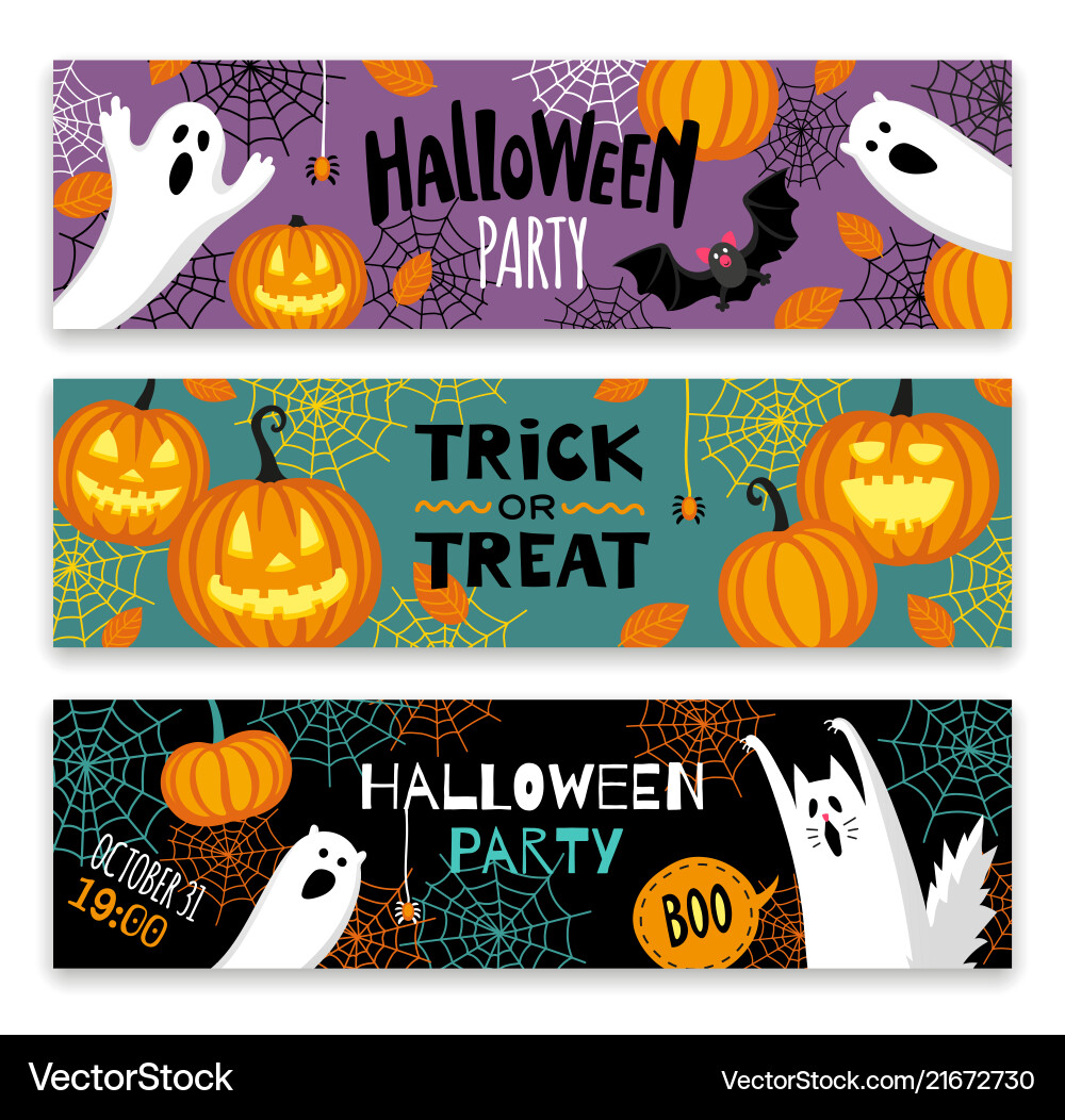 Halloween Banner Templates - Cute Spooky Vector Image