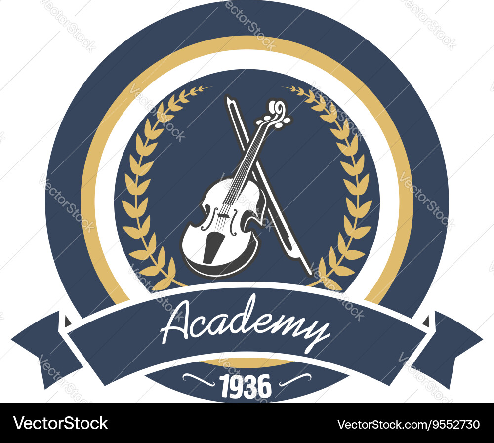 Music academy heraldic insignia with violin Vector Image