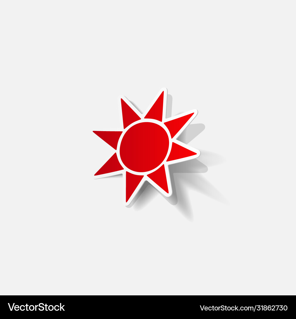 Realistic paper sticker sun Royalty Free Vector Image