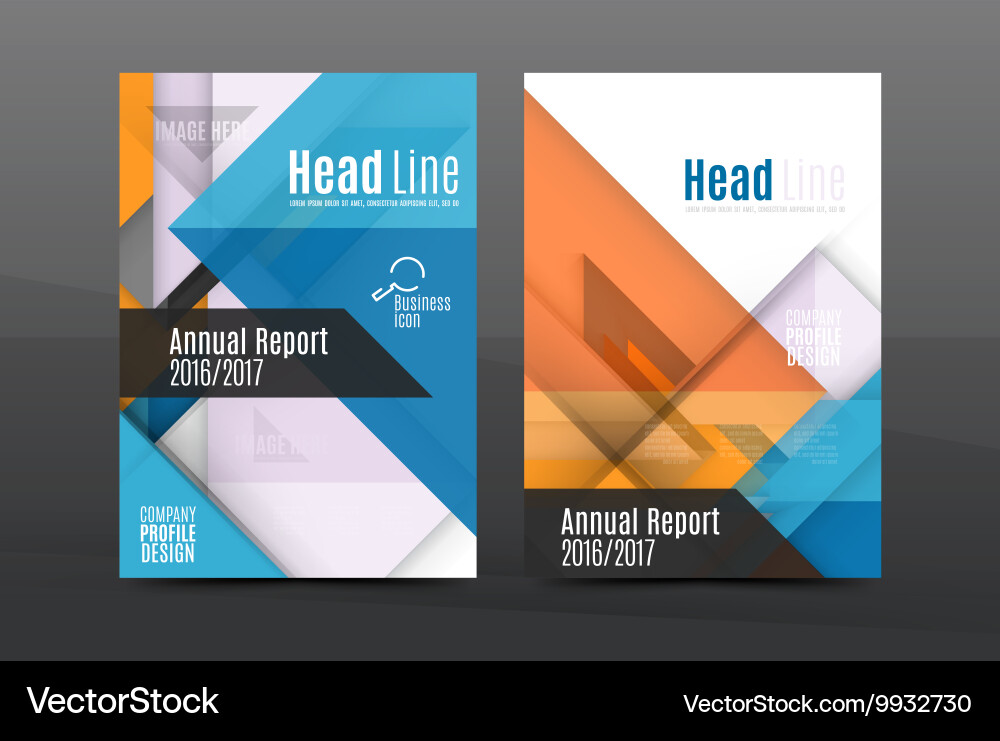 Square and triangle design annual report template Vector Image