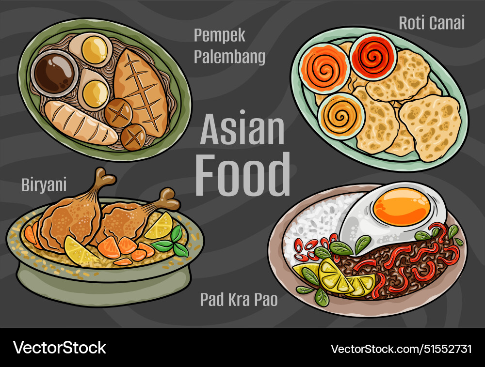 Asian food hand-drawn Royalty Free Vector Image
