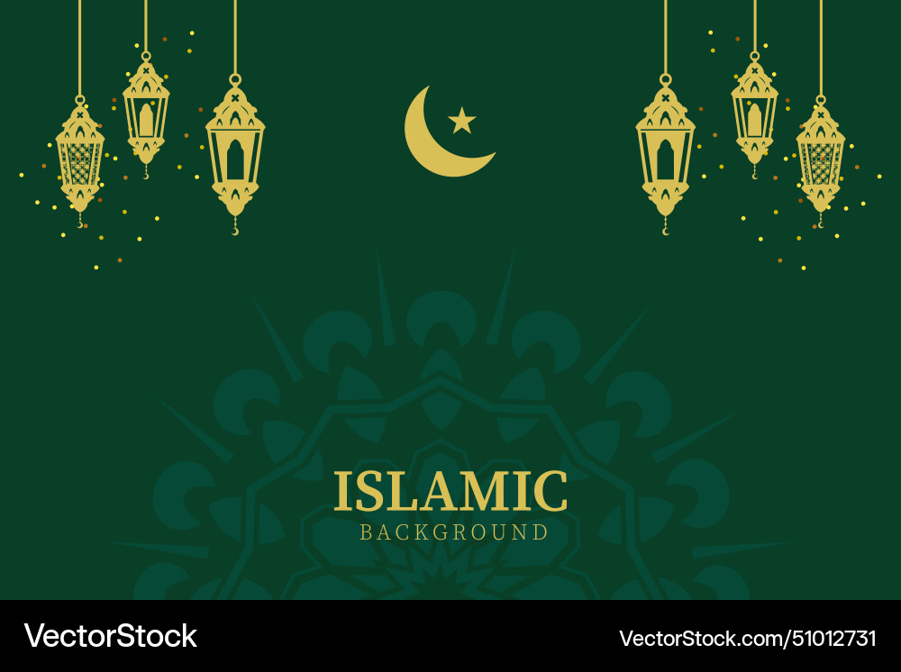 Blank islamic greeting card with lanterns Vector Image