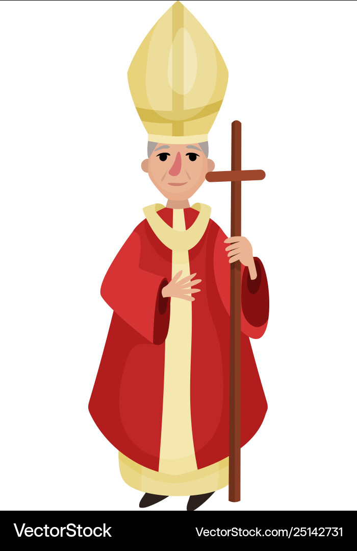 Catholic priest mascot character dressed in red Vector Image