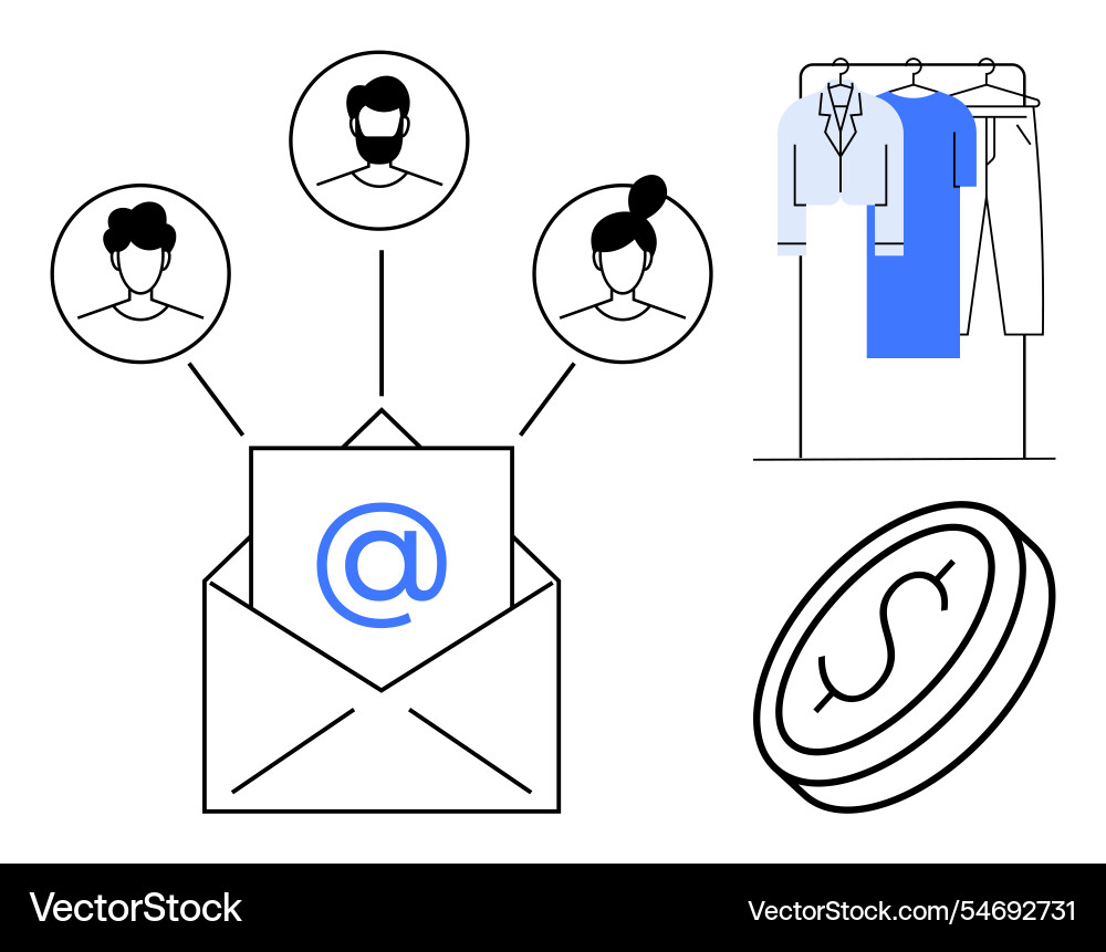 Email marketing concept with avatars connecting Vector Image