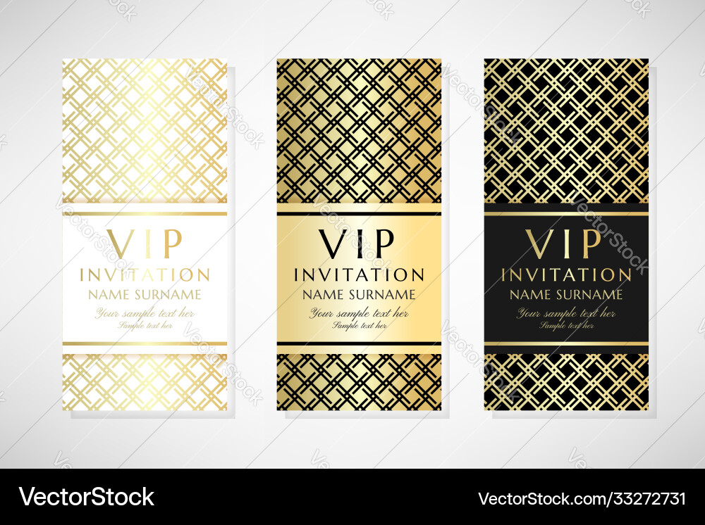 Gold gride vip invitation templates Royalty Free Vector