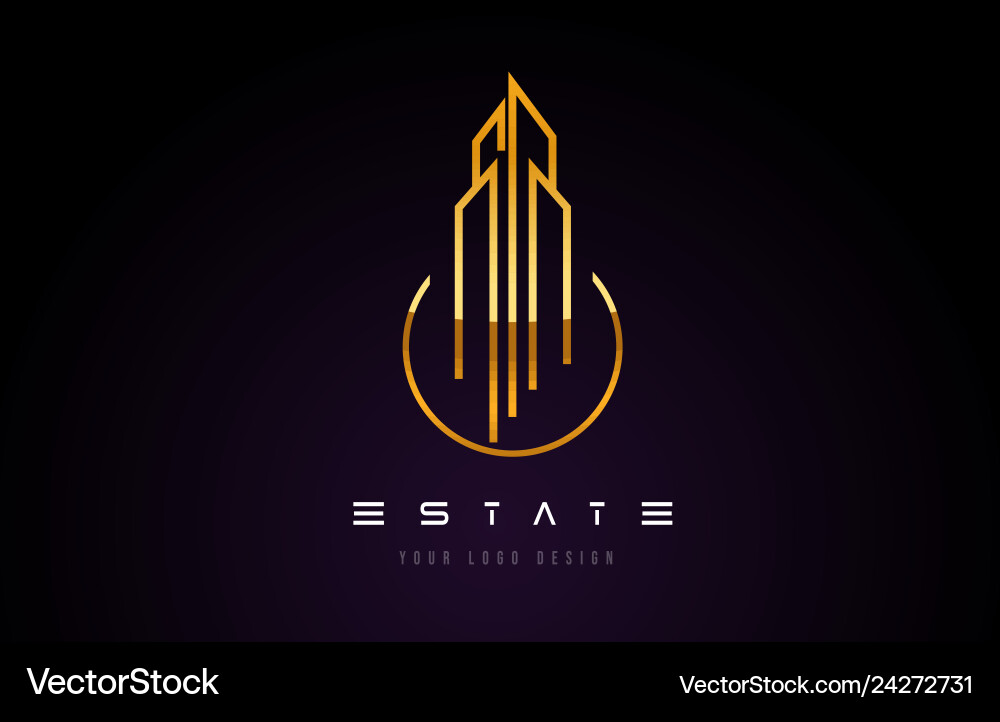 Gold Real Estate Monogram Logo Royalty Free Vector Image