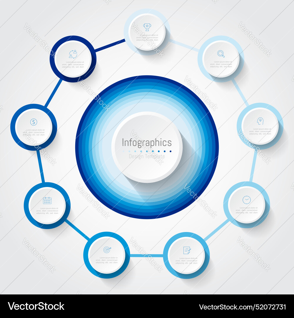 Infographic 9 options design elements Royalty Free Vector