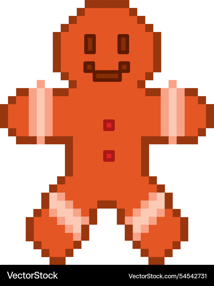 Pixel art gingerbread man with red buttons Vector Image