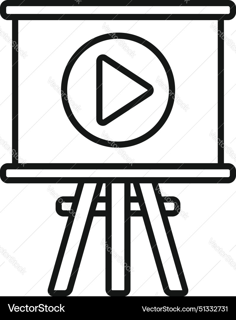 Play button on presentation screen icon Royalty Free Vector