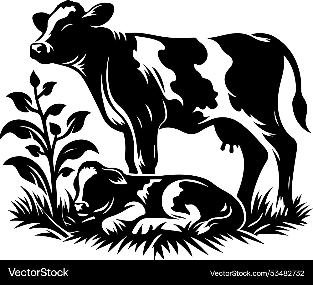 A cow calf design art work Royalty Free Vector Image