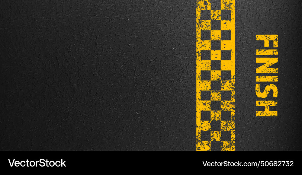 Asphalt road with yellow finish line marking Vector Image