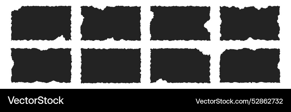 Black rectangle frames with jagged edges ripped Vector Image