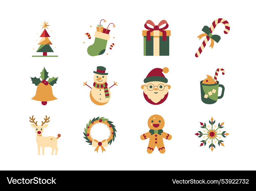 Christmas icons costume set Royalty Free Vector Image