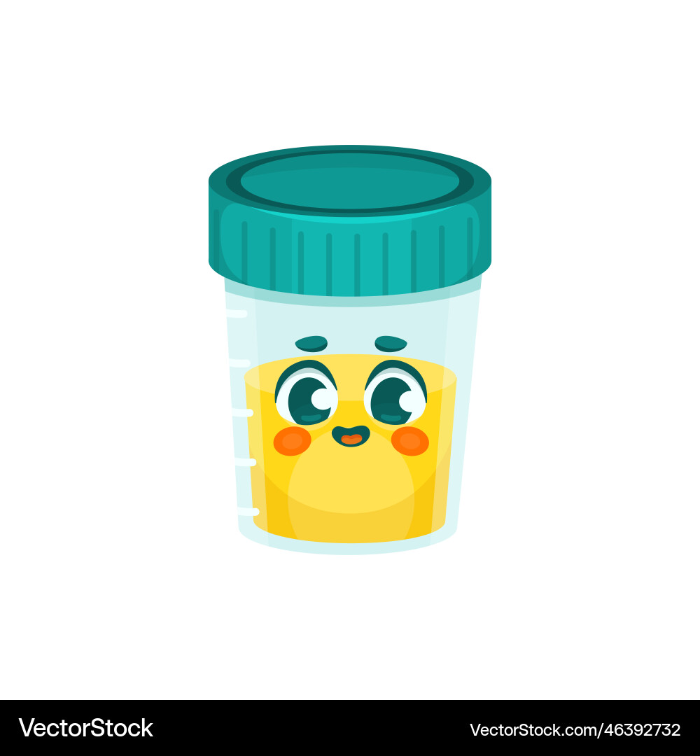 Cute container for analysis urine cartoon Vector Image