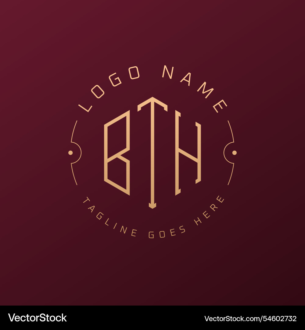 Luxury bth logo design elegant letter Royalty Free Vector