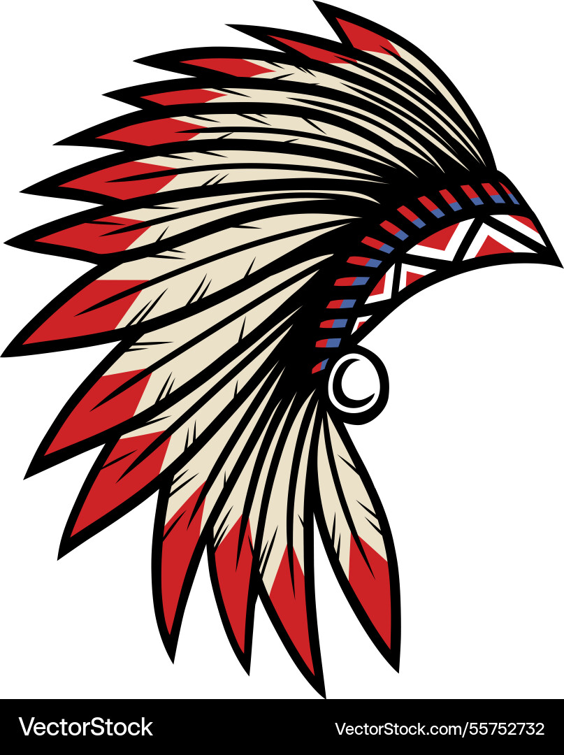 Native indian american headdress logo Royalty Free Vector