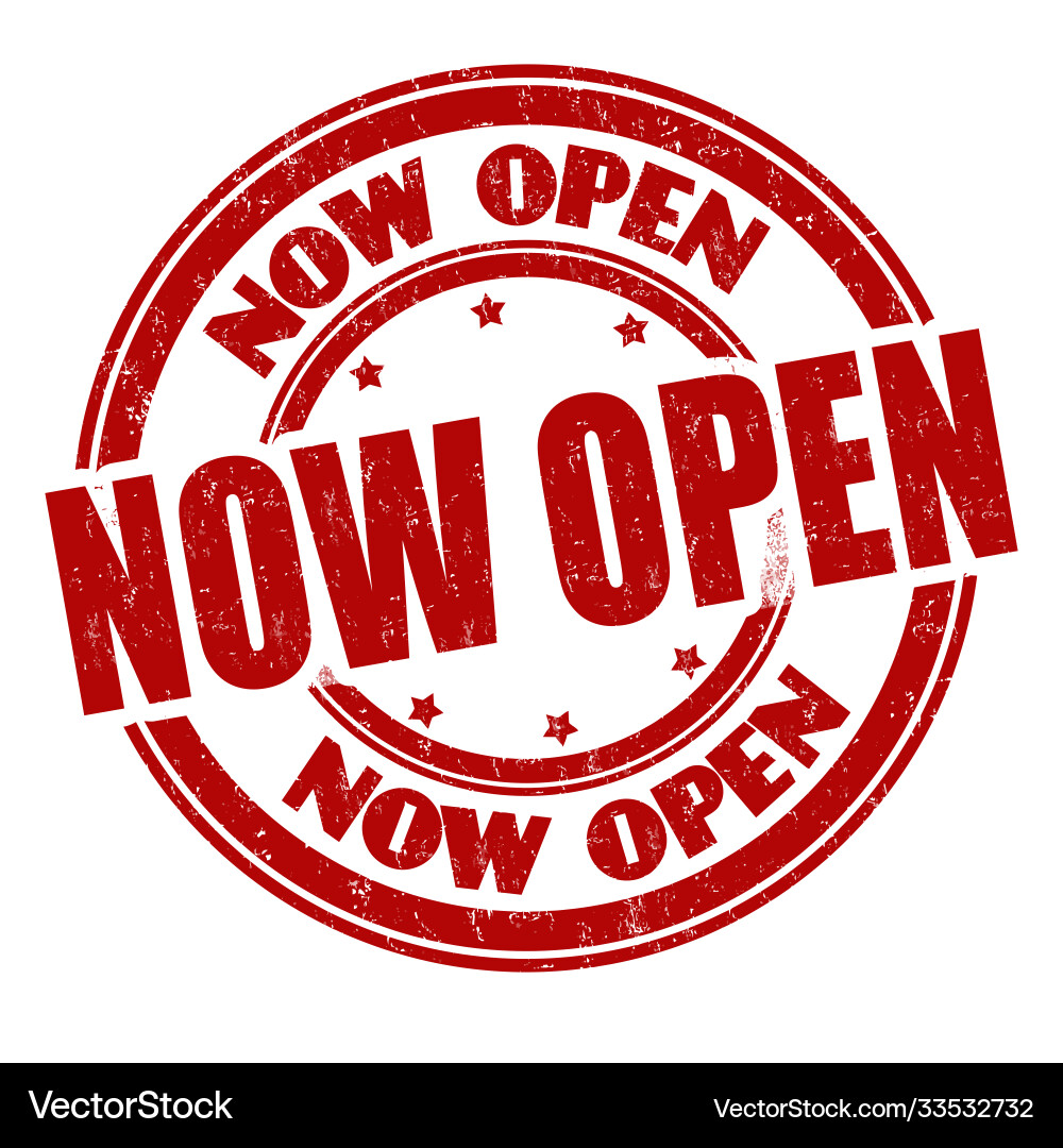 Now open sign or stamp Royalty Free Vector Image