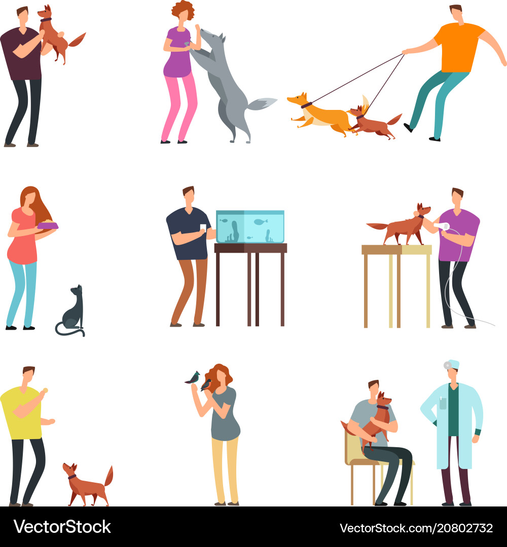 People and Pets: Family Fun Royalty Free Vector Image