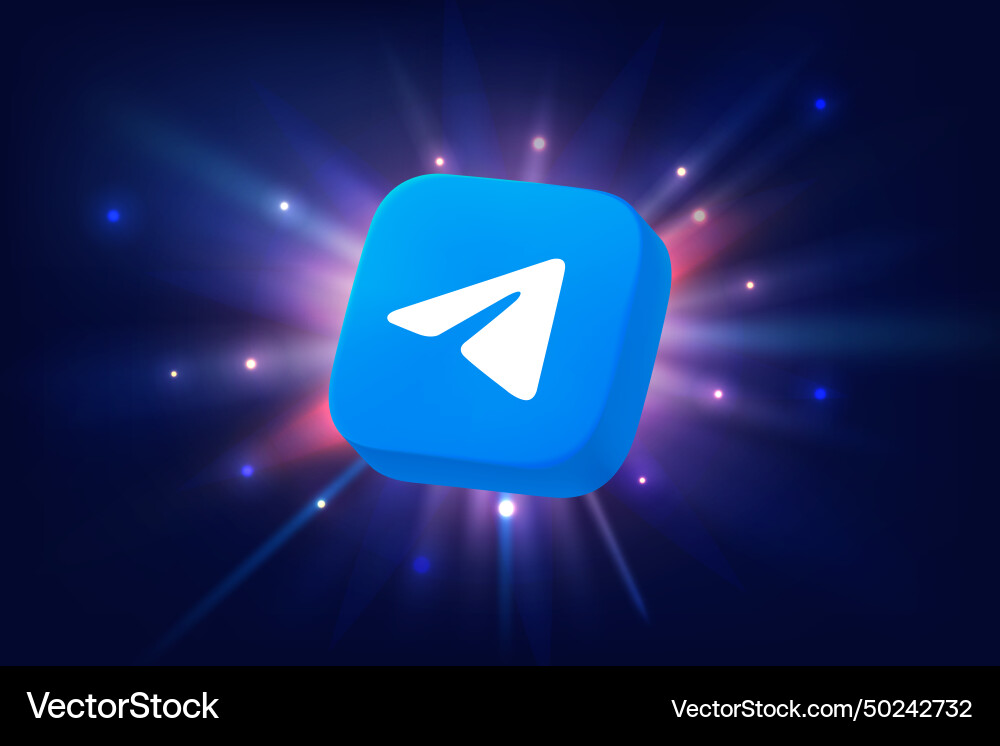 Telegram app 3d icon on space background Vector Image