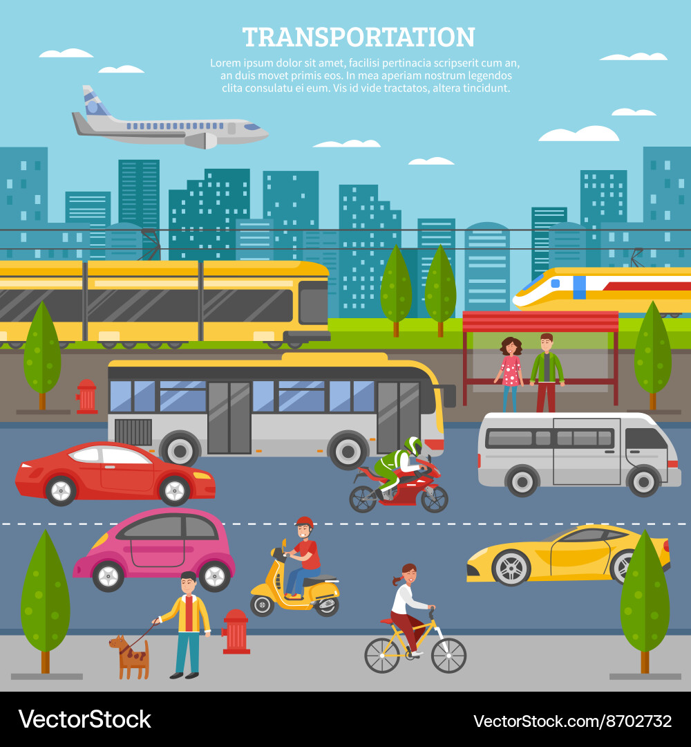 Transport in city poster Royalty Free Vector Image