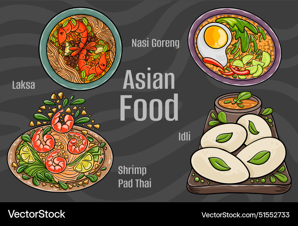 Asian food hand-drawn Royalty Free Vector Image