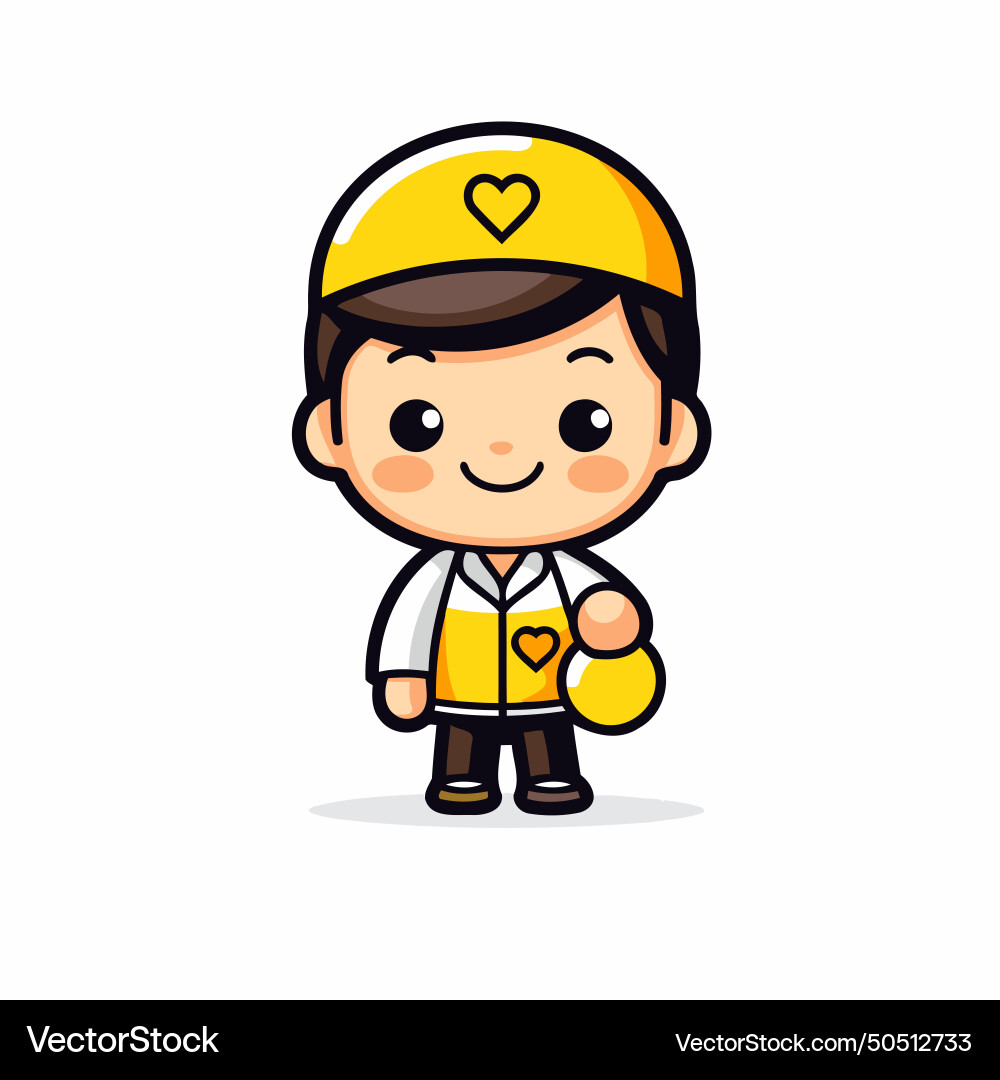 Cute boy builder mascot character design Vector Image