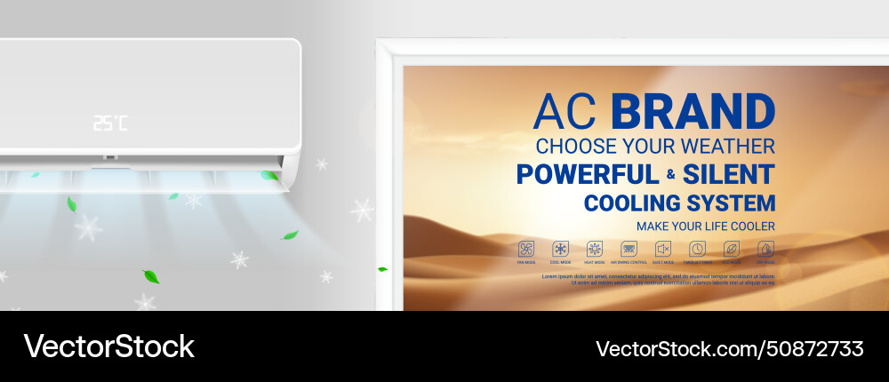 Horizontal banner of air conditioner Royalty Free Vector