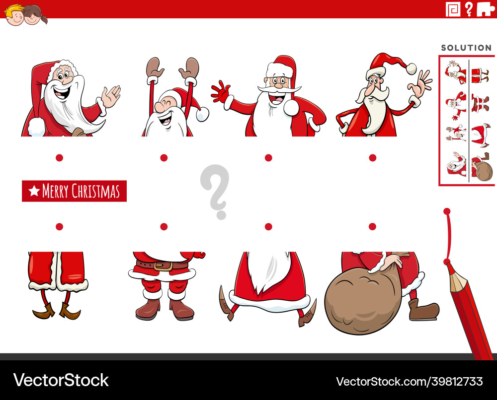 Match halves of pictures with christmas characters