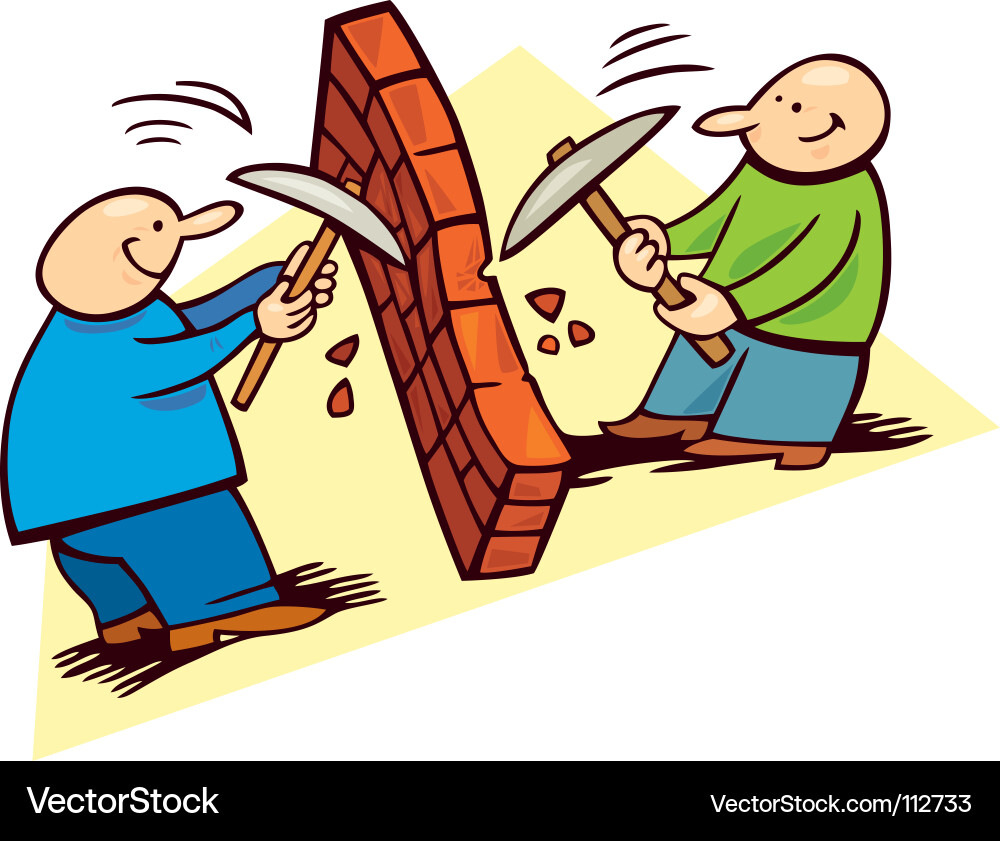 Men breaking the wall Royalty Free Vector Image